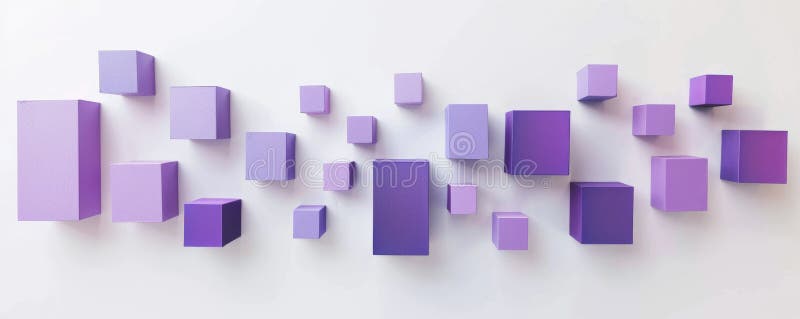 Abstract Purple Blocks Floating on White Backdrop Stock Illustration ...