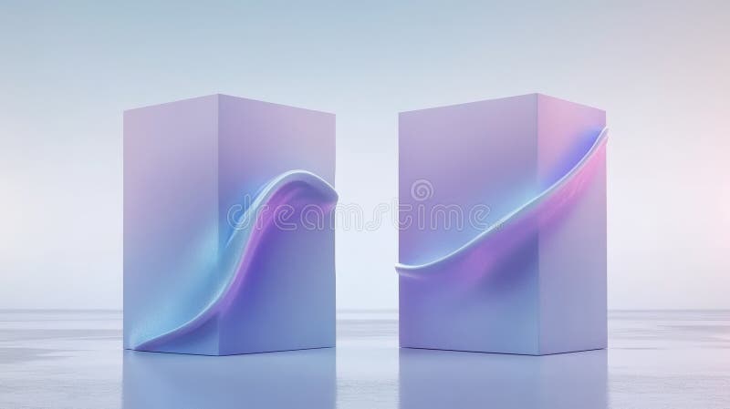 Abstract Purple and Blue Boxes with Curved Wave Design Modern, Dynamic ...