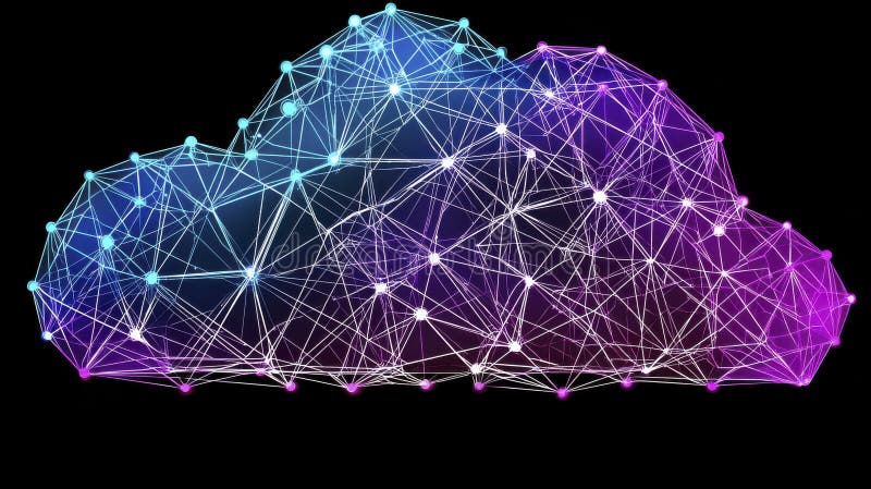 Abstract Purple and Blue Digital Cloud Network Stock Illustration ...