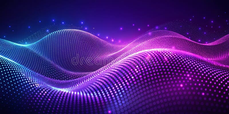Abstract Purple and Blue Digital Wave Background Featuring Glowing ...