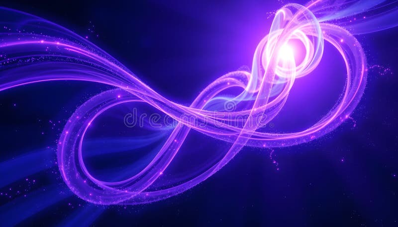 Abstract Purple and Blue Glowing Infinity Loop with Sparkling Particles ...