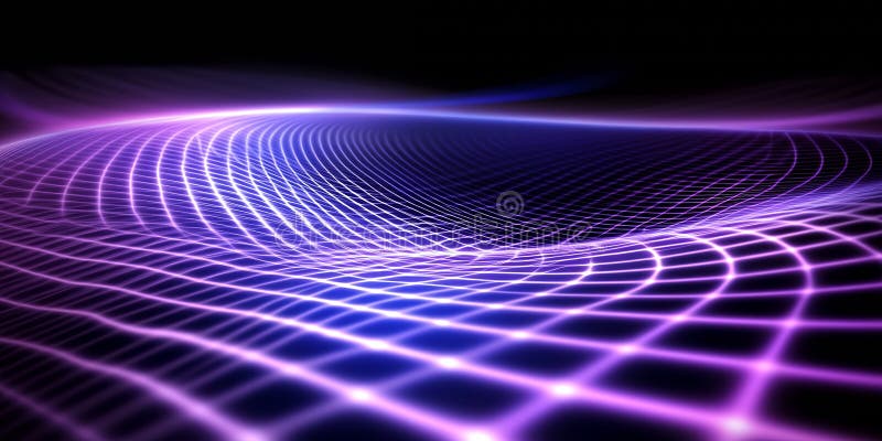 Abstract Purple Blue Grid Wave Digital Technology Background Stock ...