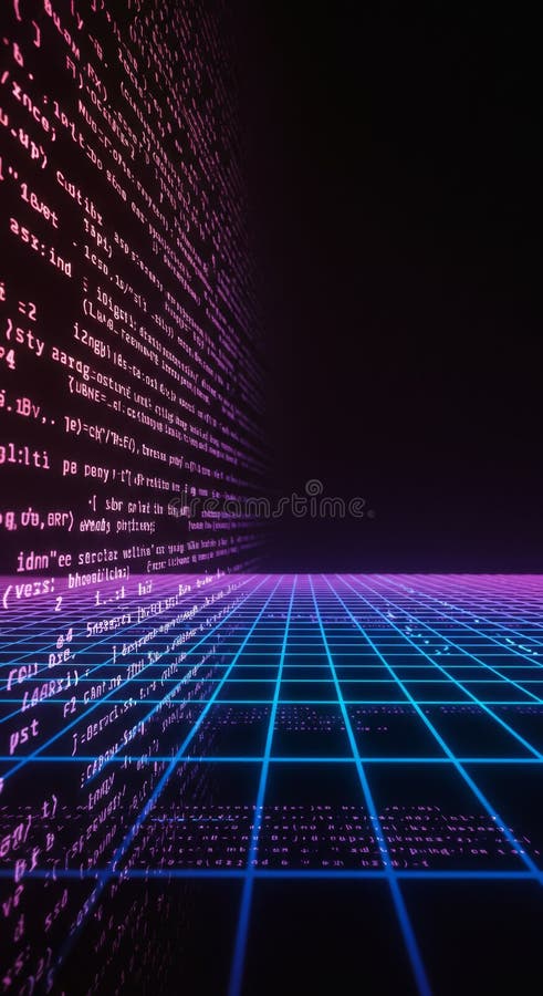 Abstract Purple and Blue Neon Grid Digital Background Stock Illustration - Illustration of ...