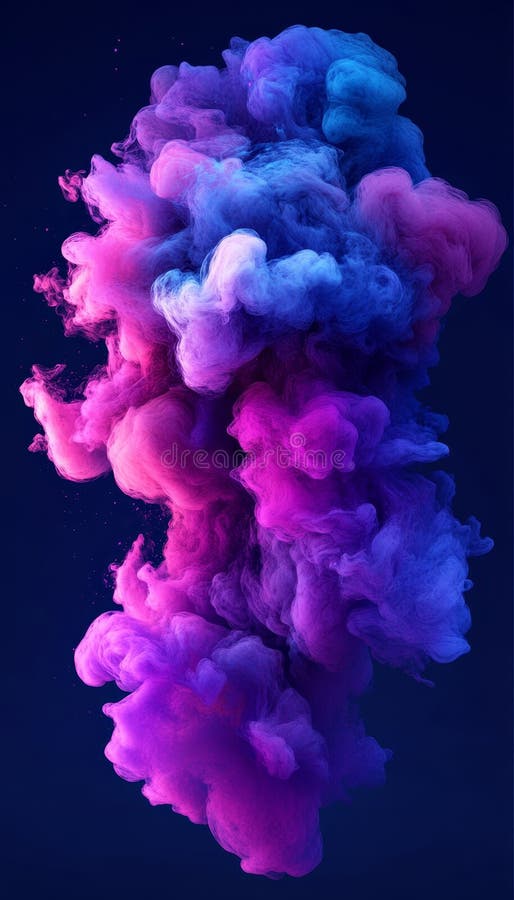 Abstract Purple and Blue Smoke Explosion on Dark Blue Background, for ...