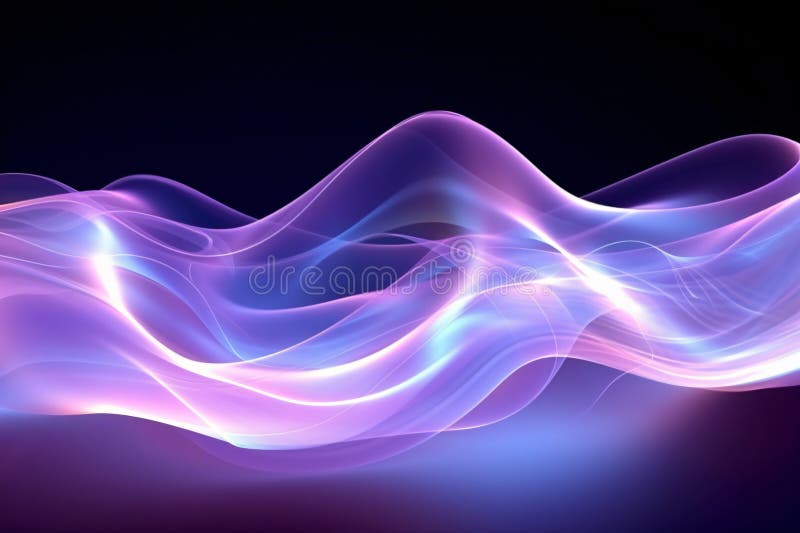 Abstract Purple and Blue Wave Energy Flow, Glowing Light, Digital Art ...