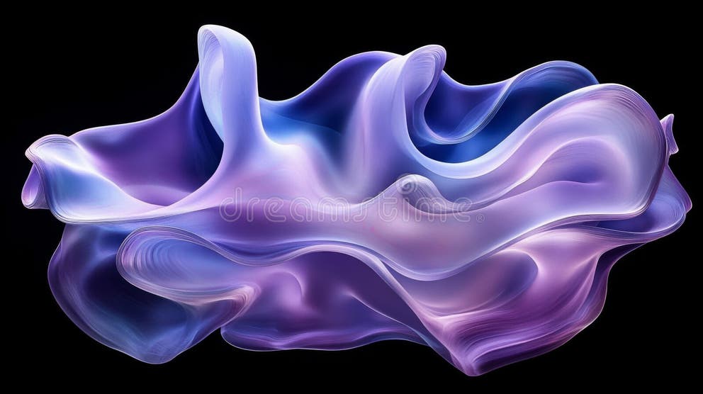 Abstract Purple Blue Wave Flowing 3D Render Stock Illustration ...