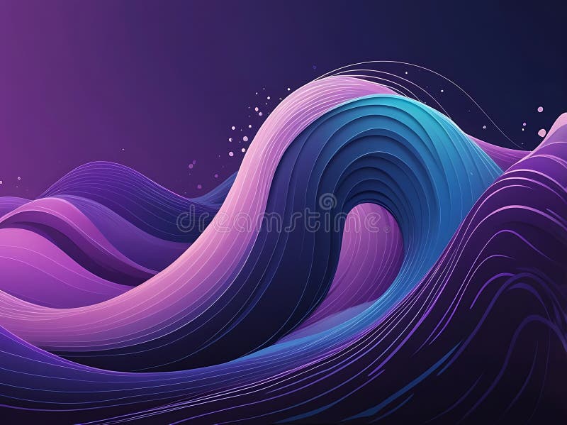 Abstract Purple Blue Wave Forms Design Art Stock Image - Image of ...