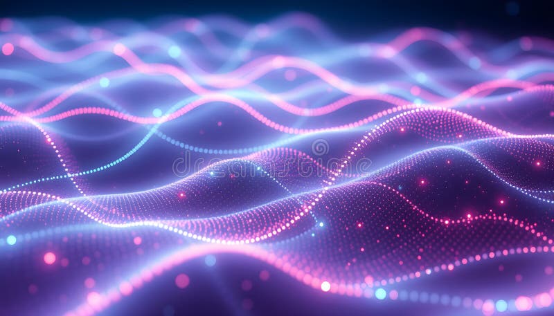 Abstract Purple and Blue Wave Particle Background Stock Illustration ...