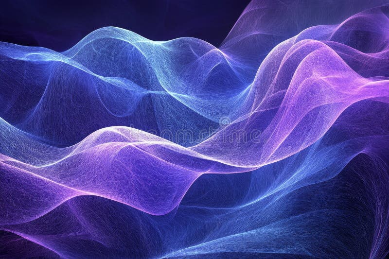 Abstract Purple and Blue Waves Digital Art Stock Illustration ...