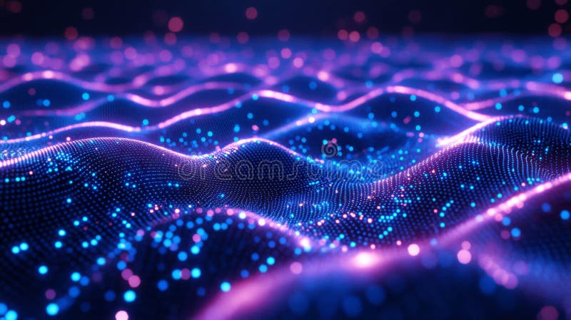 Abstract Purple and Blue Wavy Particle Flow Background Stock ...