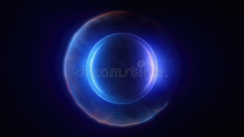 Abstract Purple Bright Glowing Background with a Sphere Core Atom ...