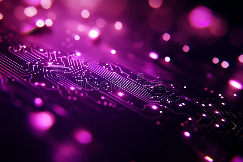 Abstract Purple Circuit Board Background with Glowing Lights Creates ...