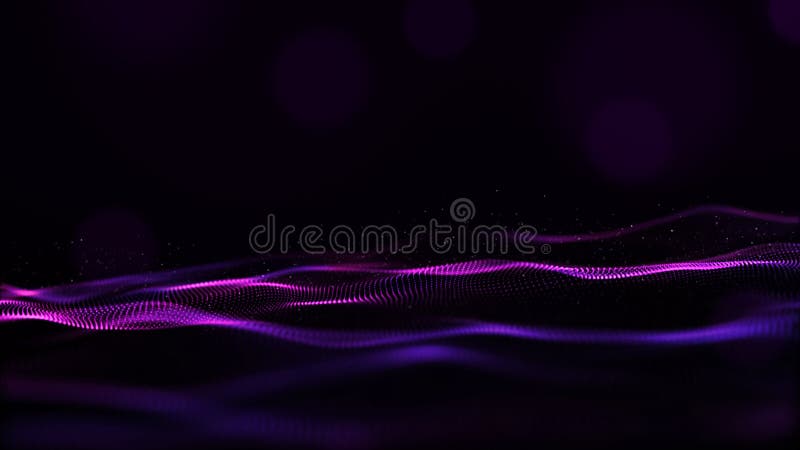 Abstract Purple Color Digital Particles Wave with Bokeh and Light ...
