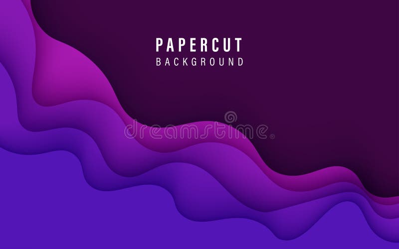 Abstract Purple Color Dynamic Wavy Overlap Layers Papercut Background ...