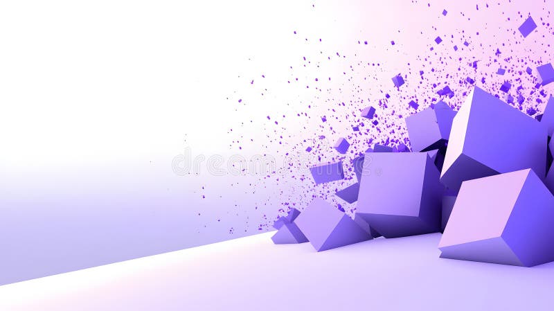 Abstract Purple Cube Explosion 3D Render Good Resolution Stock Photo ...
