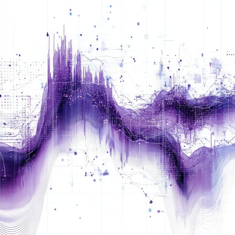 Abstract Purple Data Visualization with Waveforms and Digital Elements ...
