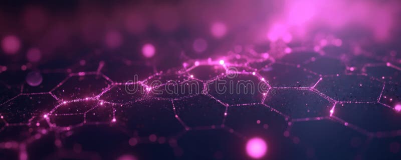 Abstract Purple Digital Backdrop Shows Hexagon Patterns with Light ...