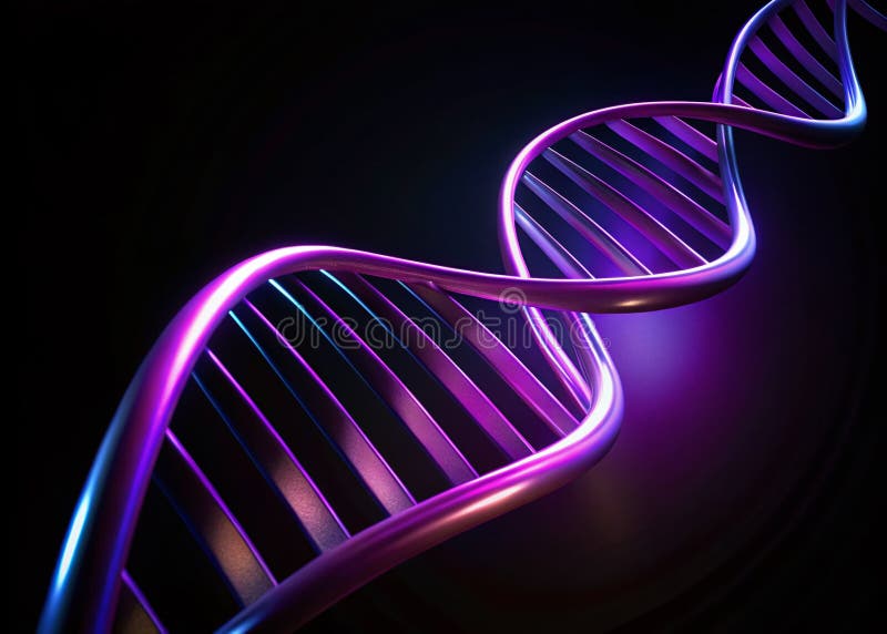 Abstract Purple DNA Helix Silhouette on a Striking Black Background a ...