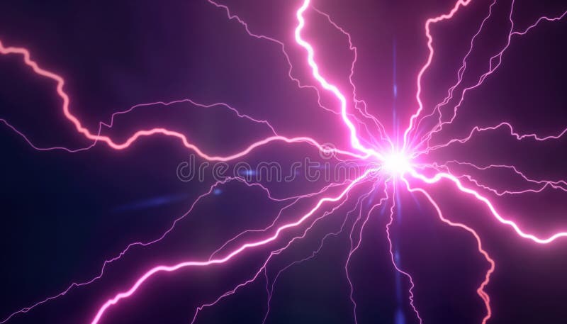 Abstract Purple Electric Spark Background. Dynamic Energy Design ...