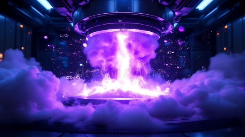 Abstract Purple Energy Emanating in Futuristic Lab Environment Effect ...