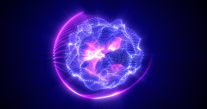 Abstract Purple Energy Sphere from Particles of Magical Glowing on a ...