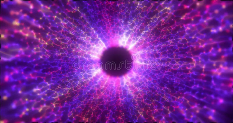 Abstract Purple Energy Tunnel Made of Particles and a Grid of High-tech ...