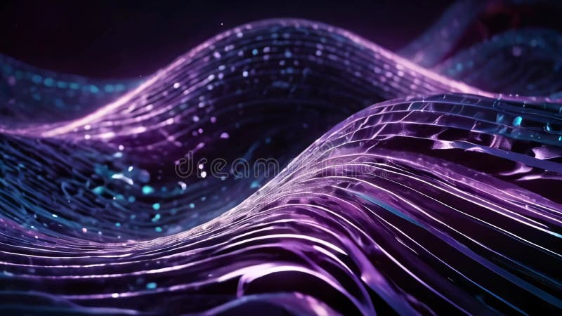 Abstract Purple Energy Waves from Particles of Futuristic High-tech ...