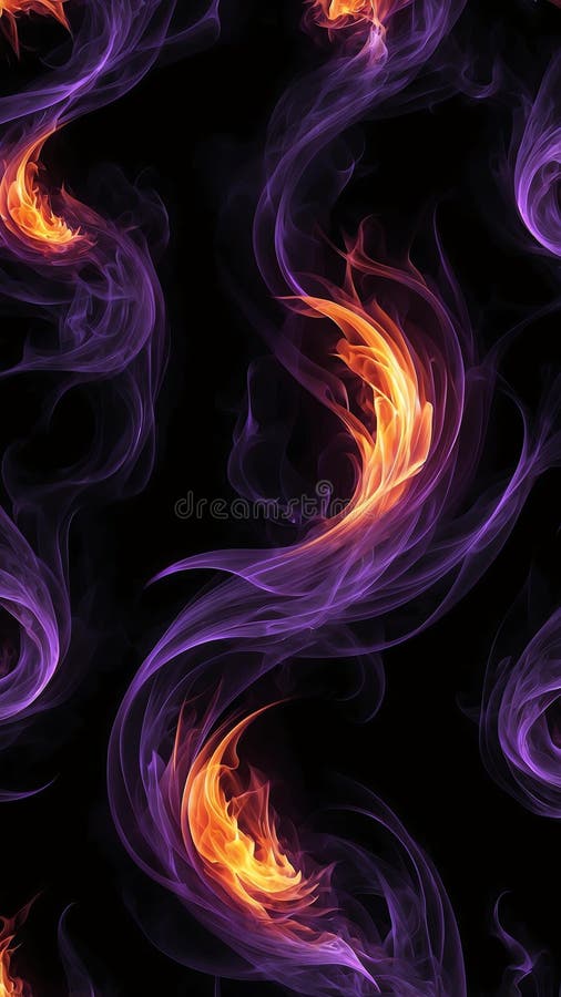 Abstract Purple Fire Design in Black Ai Generated Stock Illustration ...