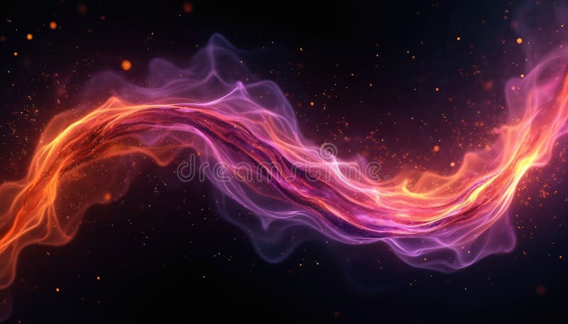 Abstract Purple Fire Stream with Sparks on Black Background. Flame ...