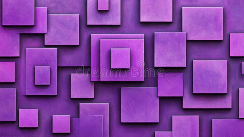 Abstract Purple Geometric Square Pattern Digital Art Depicting ...