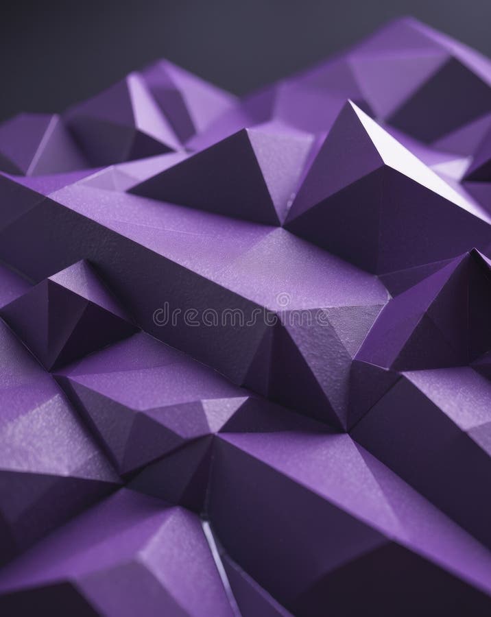 Abstract Purple Geometric Surface with Low Poly Triangles in Dark ...