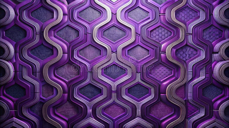 Abstract Purple Geometric Textile Wall Panel Design with Intricate Wave ...