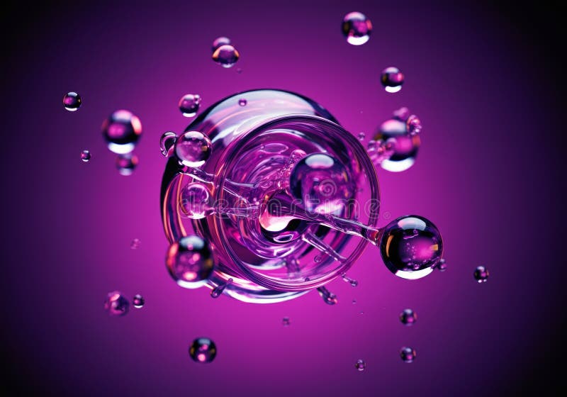 Abstract Purple Glass Sphere Floating Bubbles Dark Background Stock ...