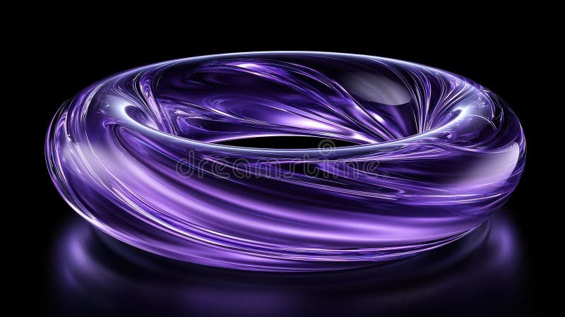 Abstract Purple Glass Torus 3D Render of Swirling Liquid Stock ...