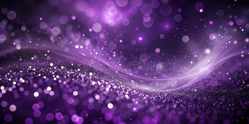 Abstract Purple Glitter Wave Background with Sparkling Lights and Bokeh ...