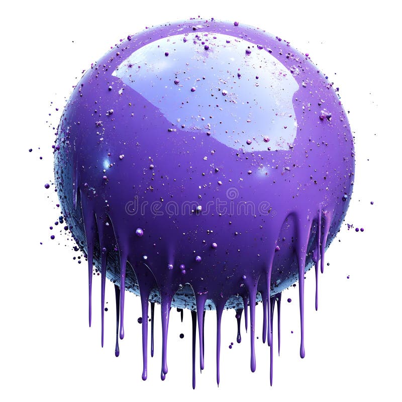 Abstract Purple Glossy Sphere Dripping Paint Melted Texture Background ...