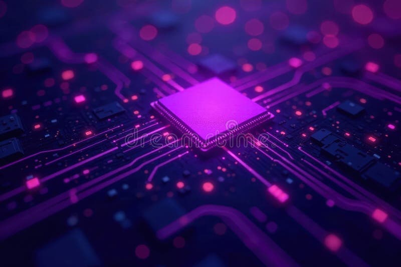 Abstract Purple Glowing Circuit Board Texture Tech Network Stock ...