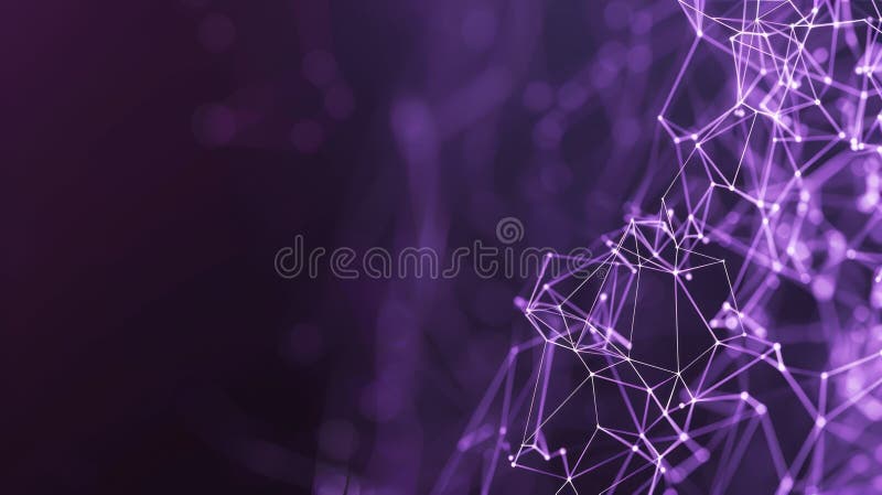 Abstract Purple Glowing Wireframe Waves on a Dark Background. Digital ...