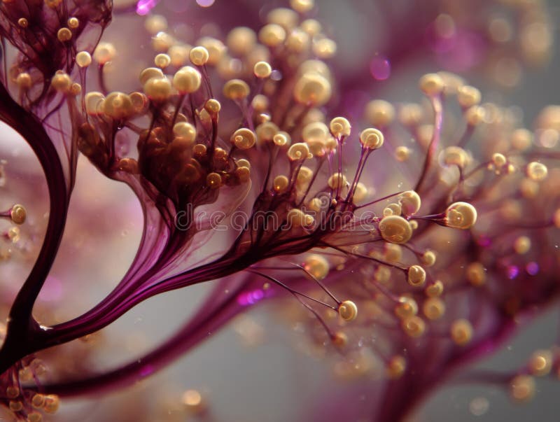 Abstract Purple and Gold Organic Branch Structure Stock Illustration ...