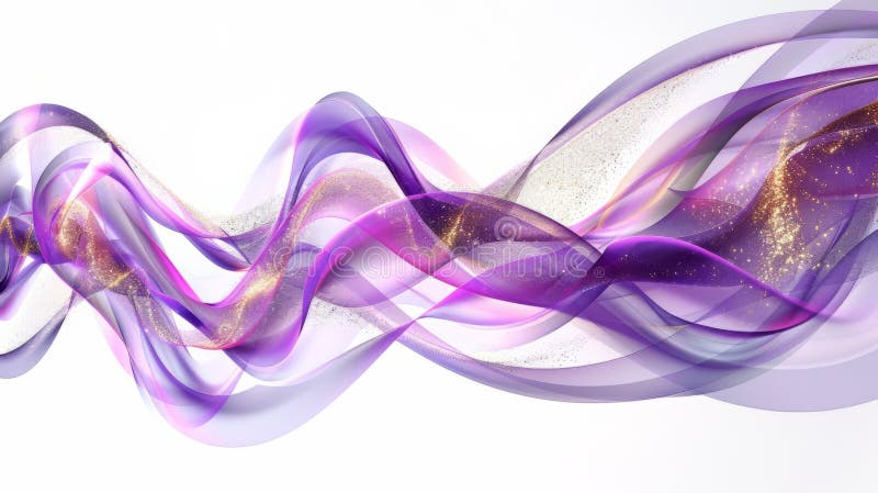 Abstract Purple and Gold Waving Ribbons on White Background Stock Photo ...