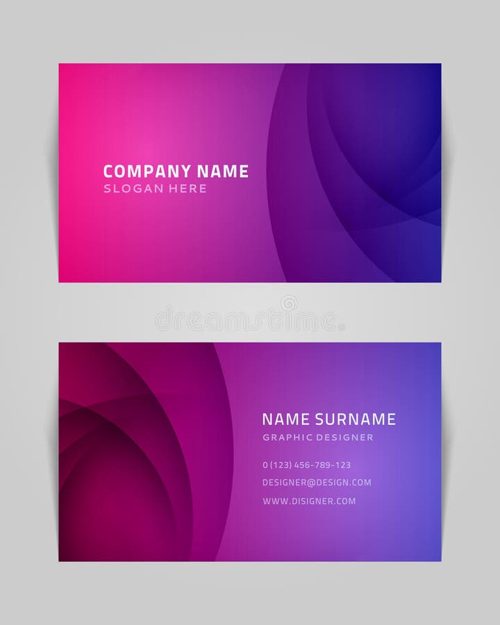 Abstract Purple Gradient Curved Wave Business Card Template Branding ...