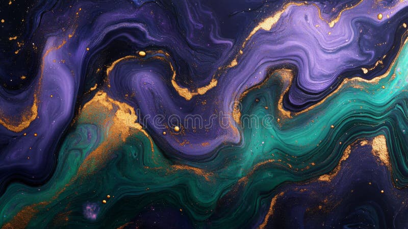 Abstract Purple Green Gold Swirl Paint Texture Stock Illustration ...