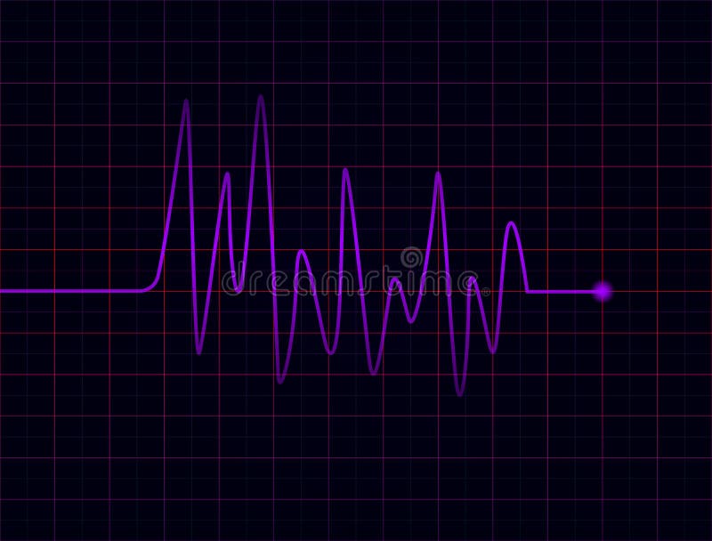 Abstract Purple Heart Beats on Dark Background Stock Illustration ...
