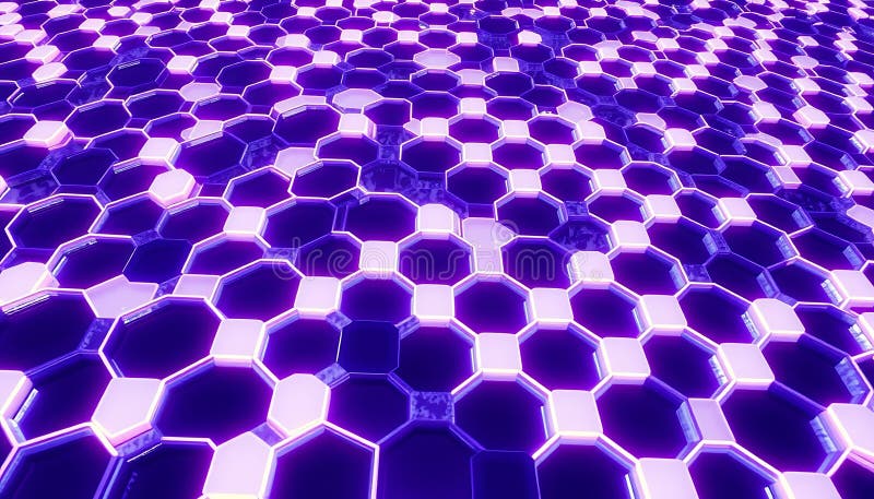 Abstract Purple Hexagon Pattern Glowing Neon Background Stock ...
