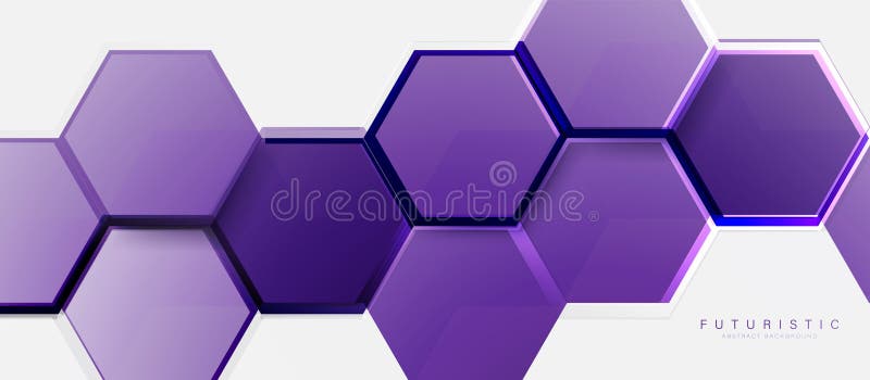 Abstract Purple Hexagon Shapes Pattern Background. Futuristic Digital High-technology Pattern ...