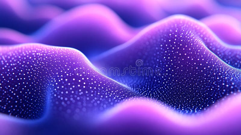 Abstract Purple Landscape with Glowing Particles Stock Illustration ...