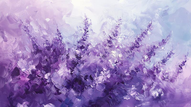 Abstract Purple Lavender Field Painting Stock Photo - Image of ...