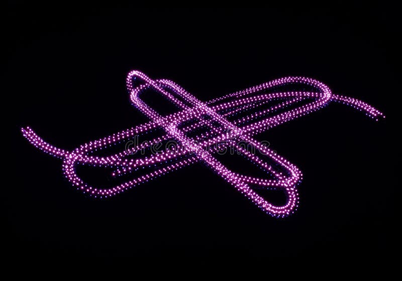 Abstract Purple Light Painting Trails on Black Background Stock ...