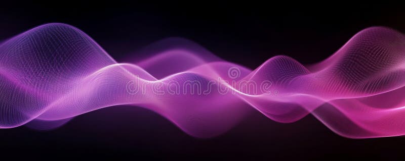 Abstract Purple Light Waves on Black Background, Futuristic Design ...