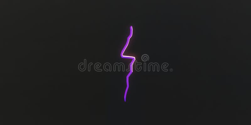 Abstract Purple Lightning Bolt Design Element on Black Background ...
